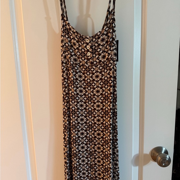 LF | Dresses | Lf Brown And Cream Geometric Mini Dress | Poshmark